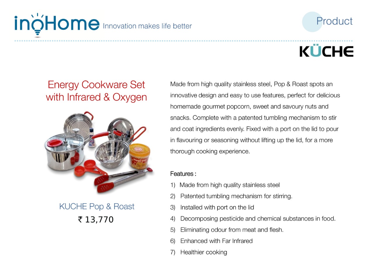 Kuche Pop And Roast , Energy Cookware Set with infrared & Oxygen ...